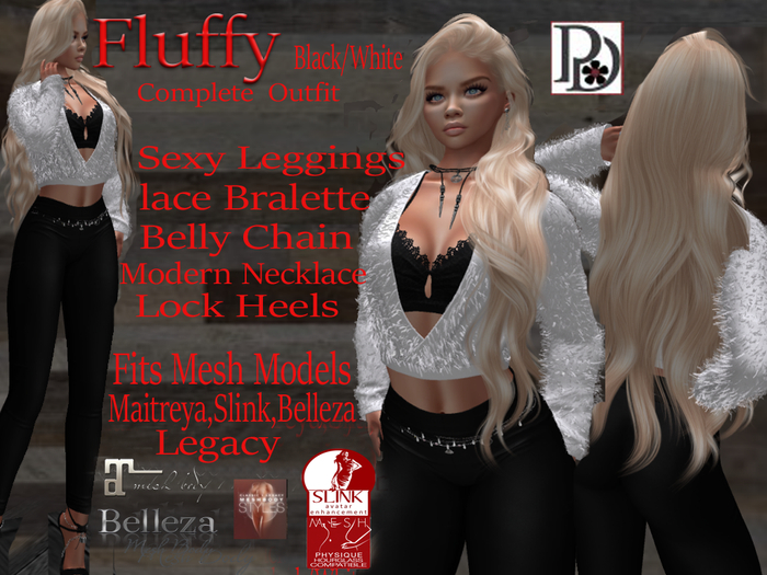 Second Life Marketplace Pd Fluffy Blk White Poster